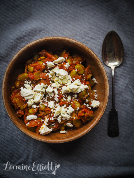 Greek Broad Beans With Feta Koukia Lathera @ Not Quite Nigella