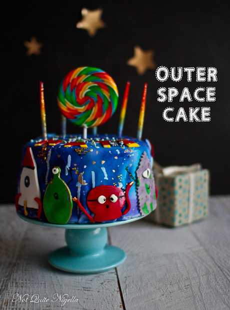 Outer Space Cake Aliens Spaceships @ Not Quite Nigella