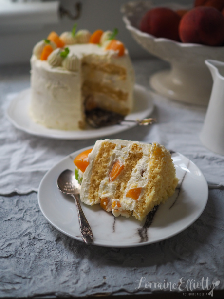Peaches & Cream Sponge Cake @ Not Quite Nigella