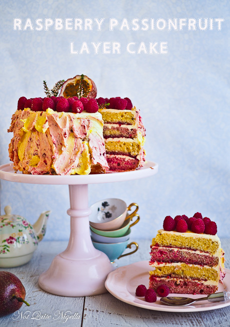 Passionfruit Raspberry Layer Cake @ Not Quite Nigella