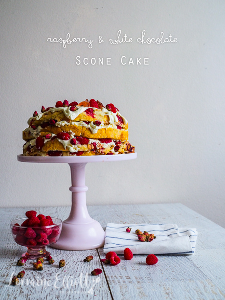 Raspberry & White Chocolate Scone Cake @ Not Quite Nigella