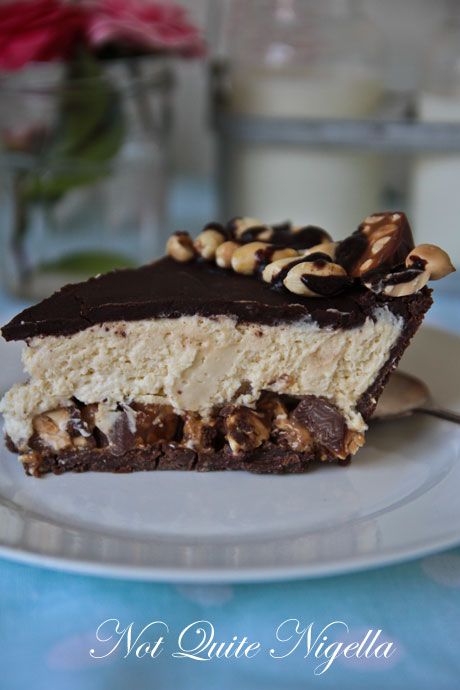 Snickers Pie No Bake recipe @ Not Quite Nigella