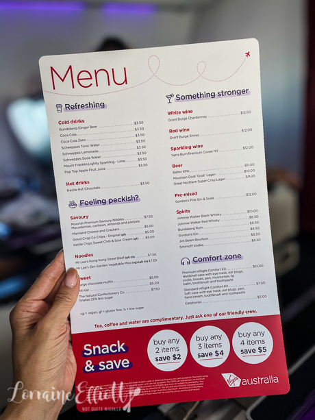 Virgin Australia Business Class Menu 2021 @ Not Quite Nigella